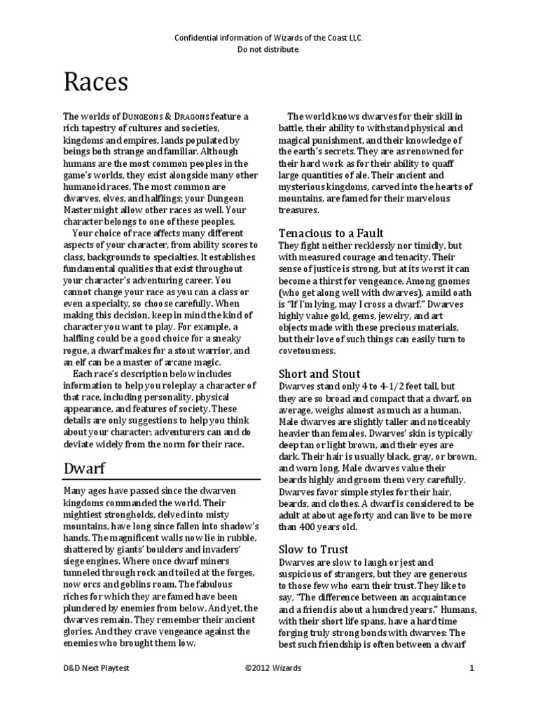 Races | PDF | Elf (Dungeons & Dragons) | Elves In Fiction