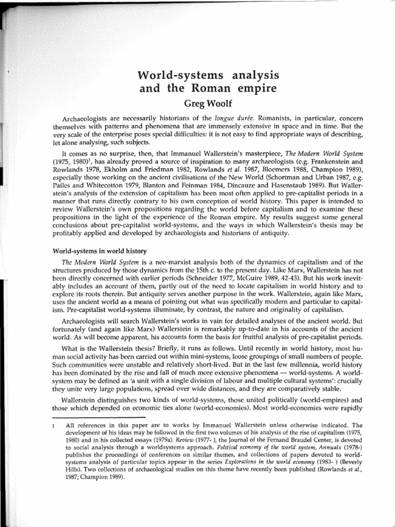 World Systems Analysis And The Roman Empire Pdf