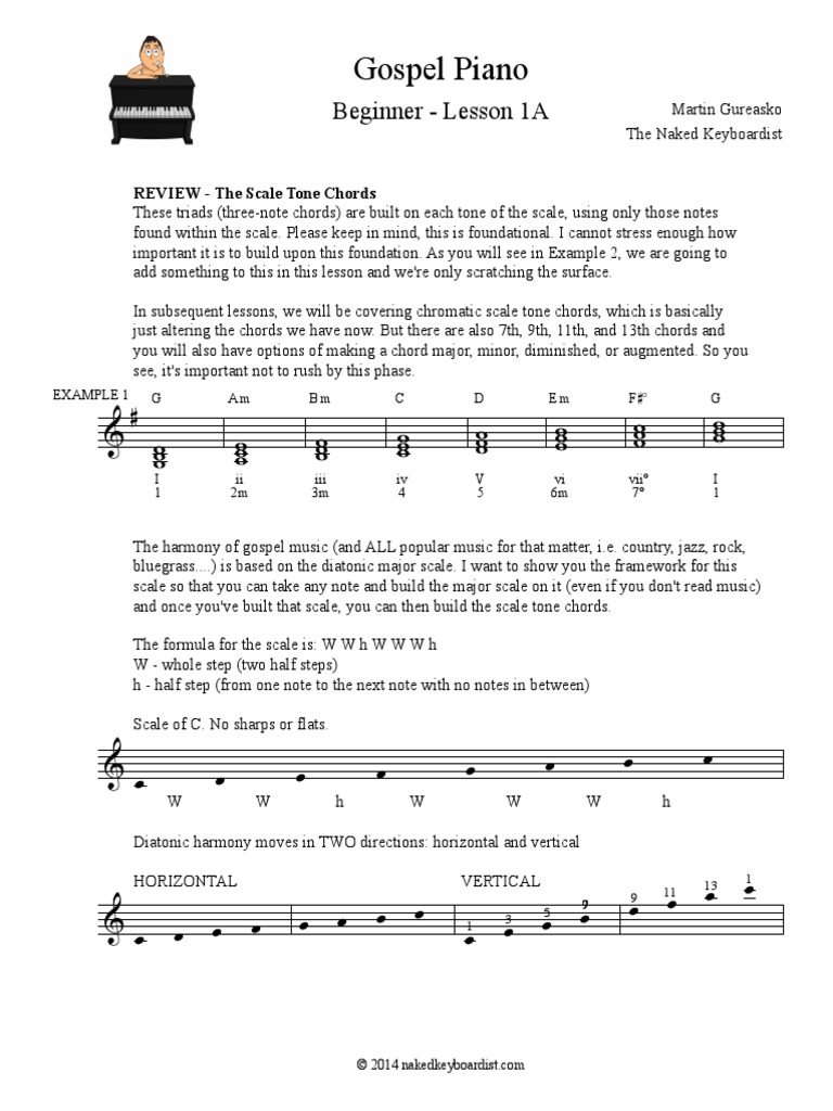 Gospel Piano - Beginner - Lesson 1A | PDF | Chord (Music) | Pitch (Music)