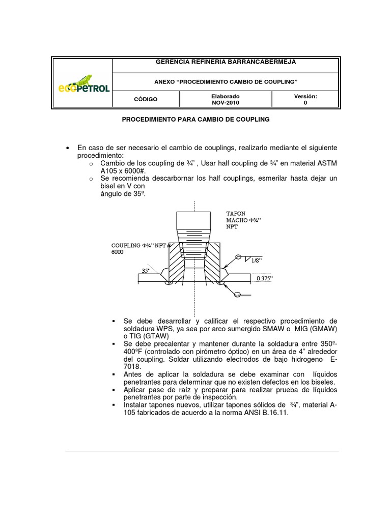 Anexo 24 Procedimiento para Cambio de Coupling | PDF