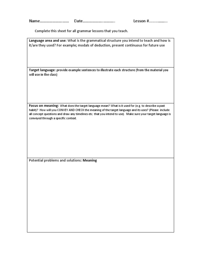 CELTA Language Analysis Grammar 2014 | PDF