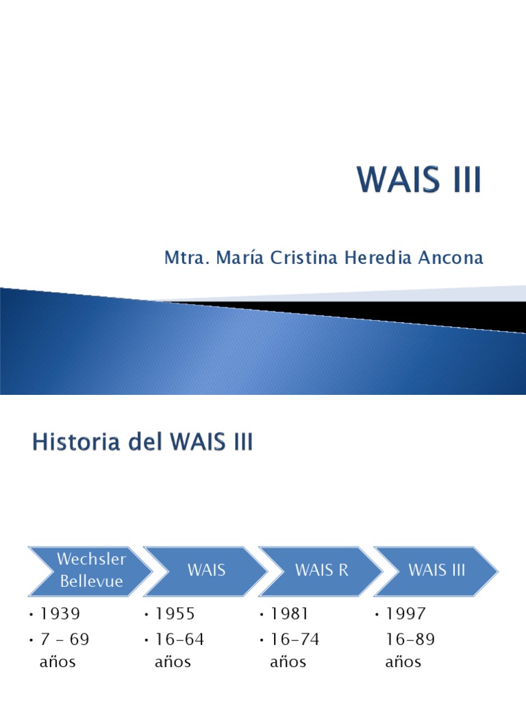 WAIS III | Escala de inteligencia para adultos de Wechsler | Cociente ...
