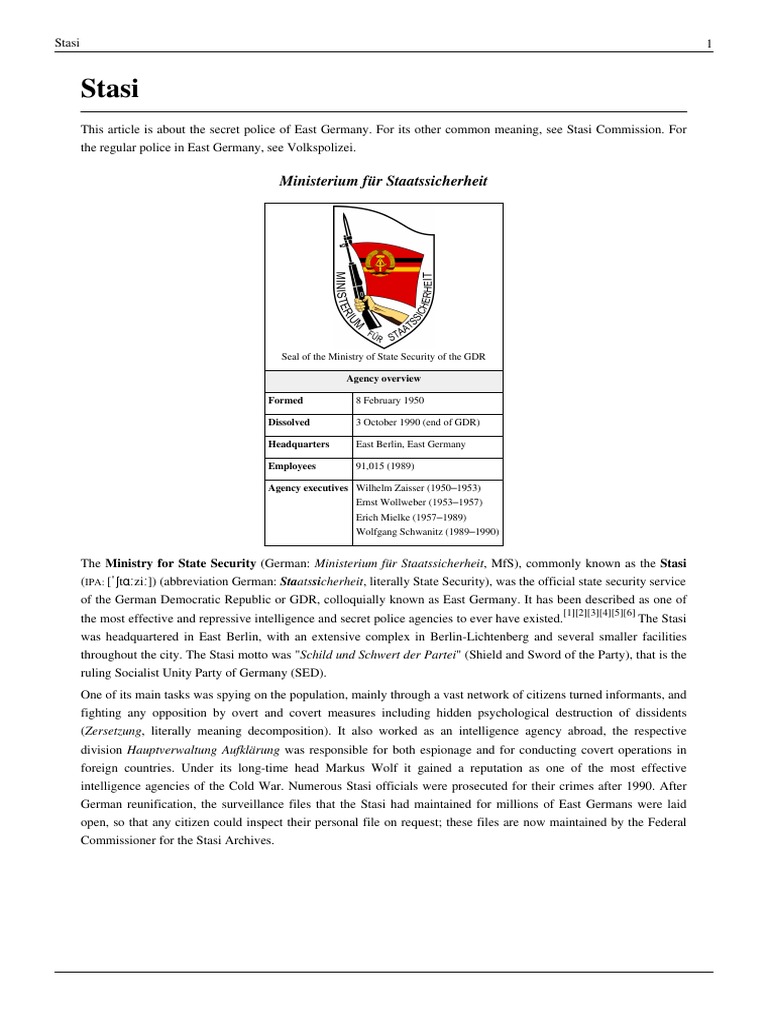 Stasi | PDF | Stasi | National Security