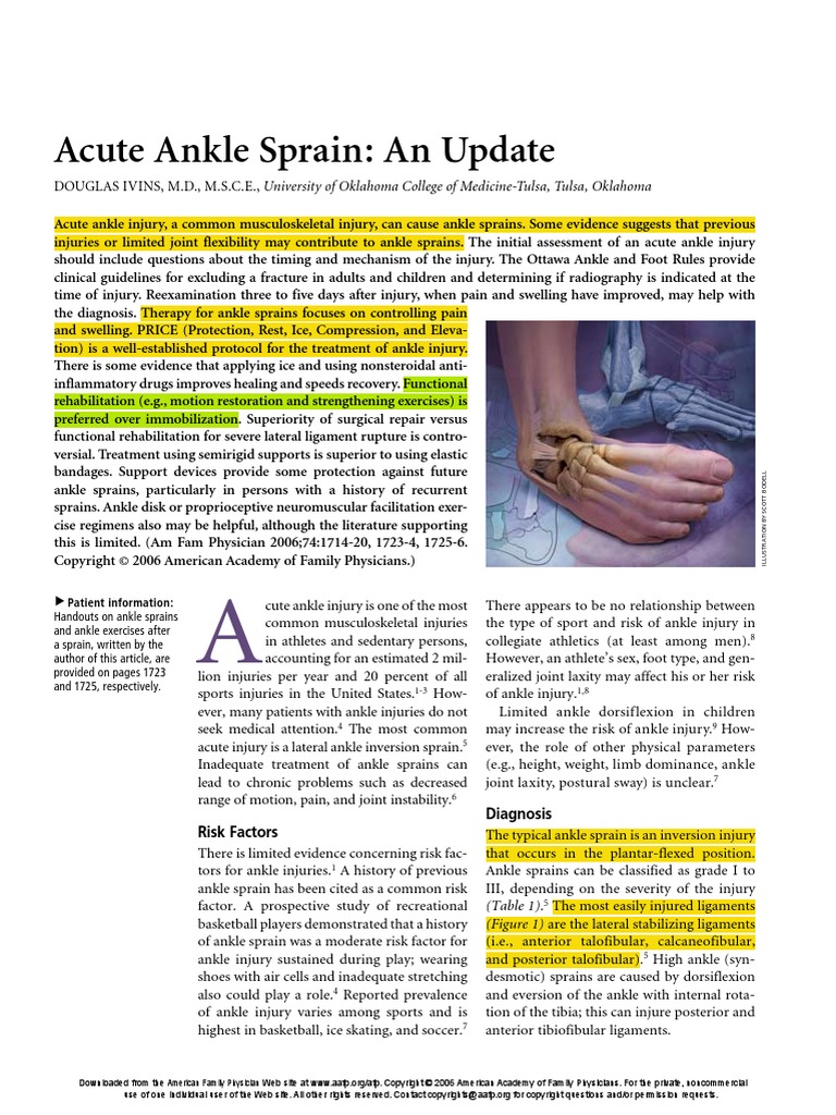 Acute Ankle Sprain: An Update | PDF | Ankle | Health Care
