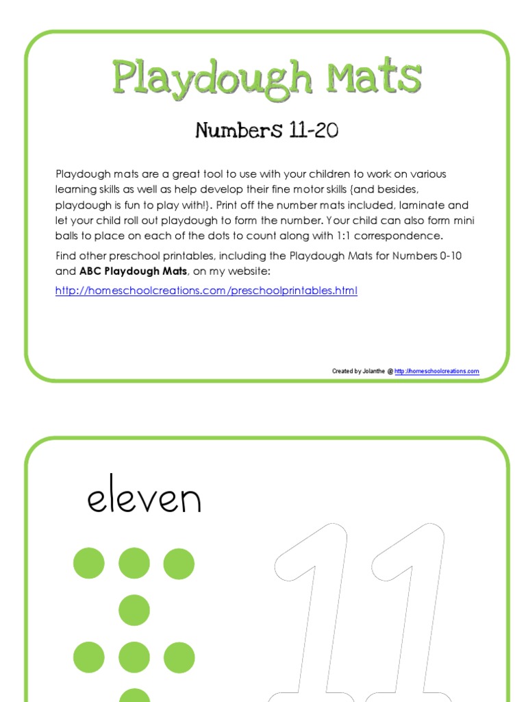 Number Playdough Mats 11-20 | PDF