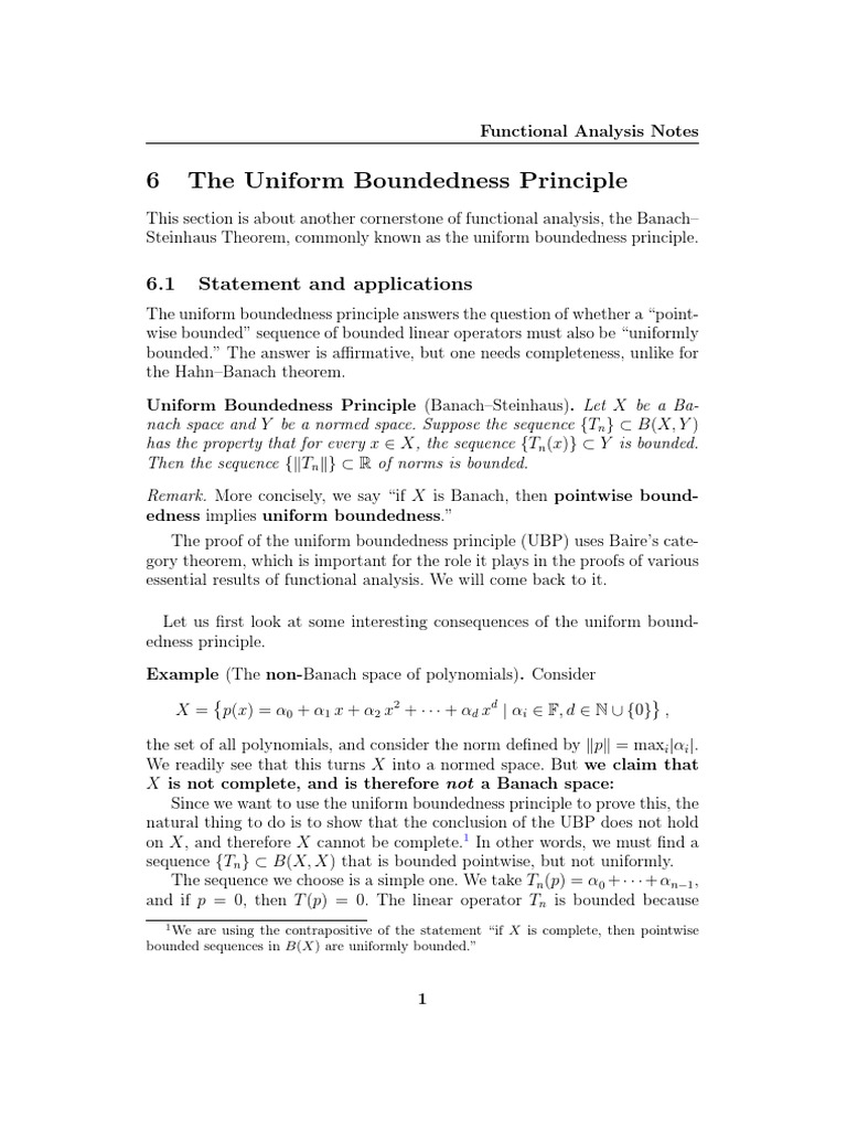 6 Uniform Boundedness Principle | PDF | Functional Analysis | Banach Space