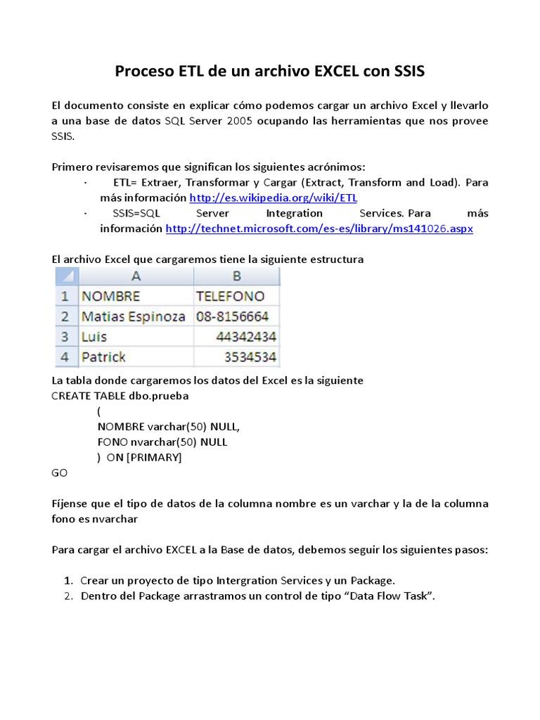 Proceso ETL de Un Archivo EXCEL Con | PDF | Tabla (base de datos ...