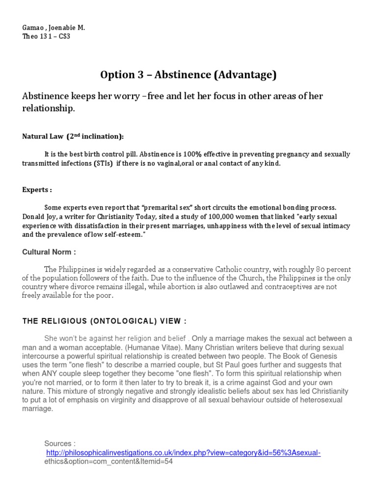 Benefits of Abstinence in Relationships | PDF | Social Science