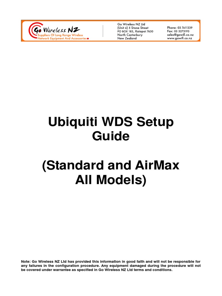 Ubiquiti WDS Setup Guide | PDF | Ip Address | Wireless Access Point