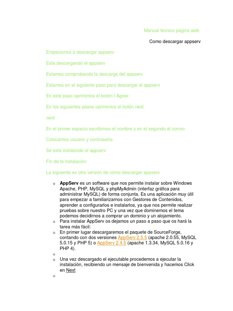 Manual Técnico Pagina Web | PDF | Servidor HTTP Apache | Php