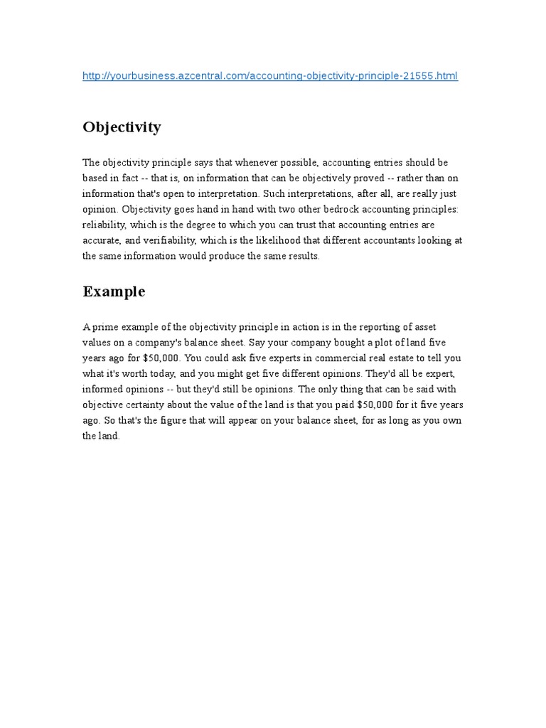 Objectivity Principle | Download Free PDF | Financial Statement ...
