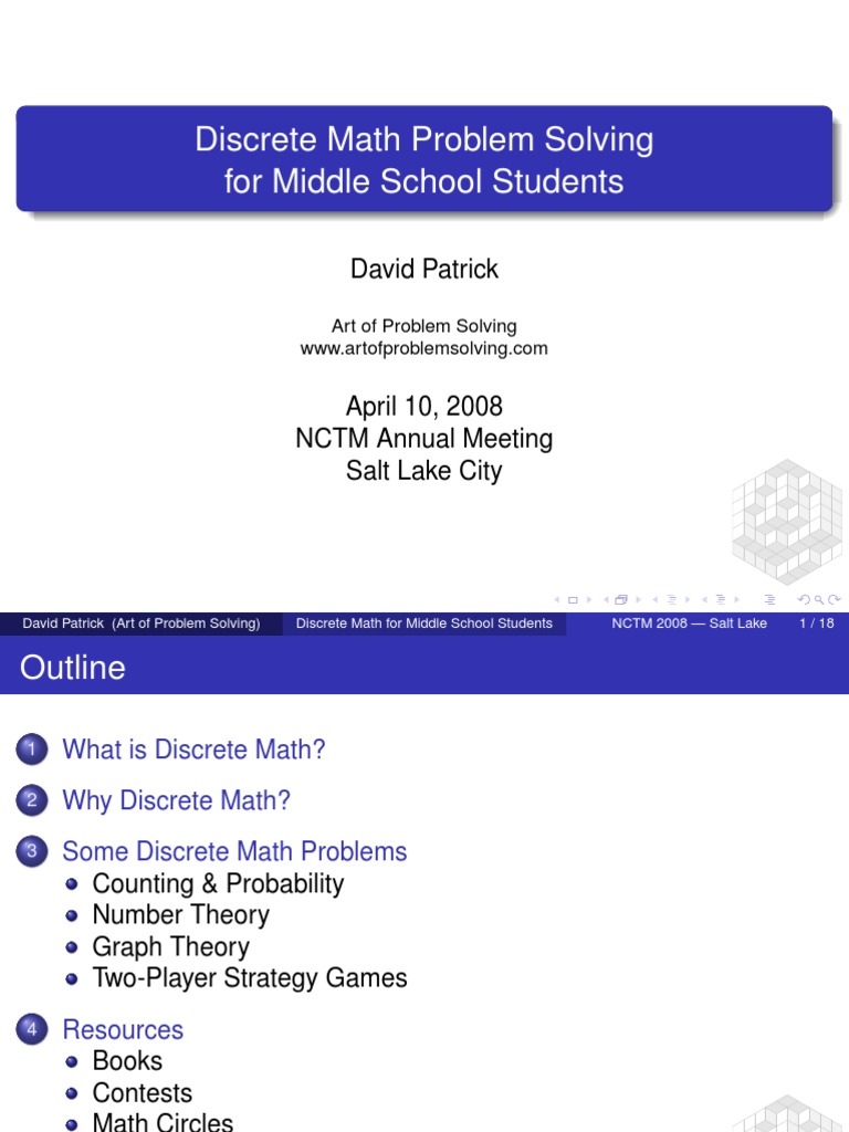 Discrete Math Problem Solving For Middle School Students: David Patrick ...