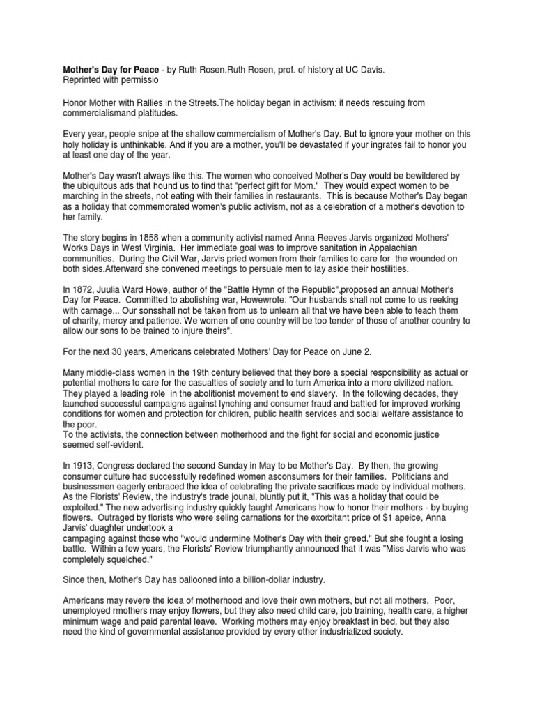 Mother's Day History | PDF