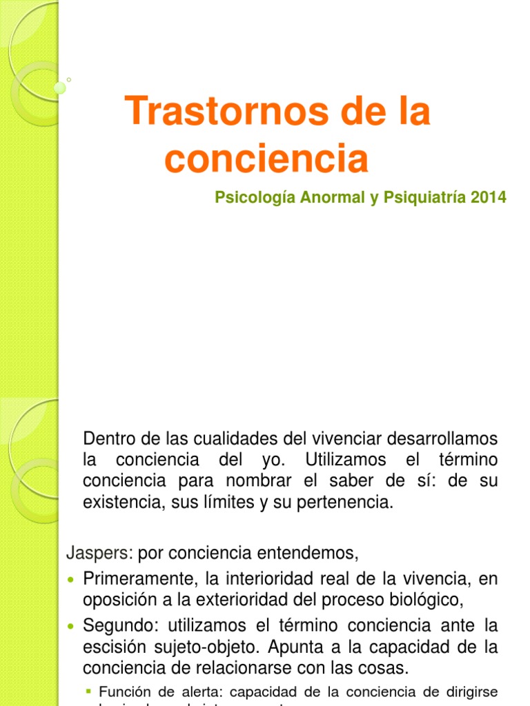 Trastornos de La Conciencia | PDF | Coma | Psique (psicología)