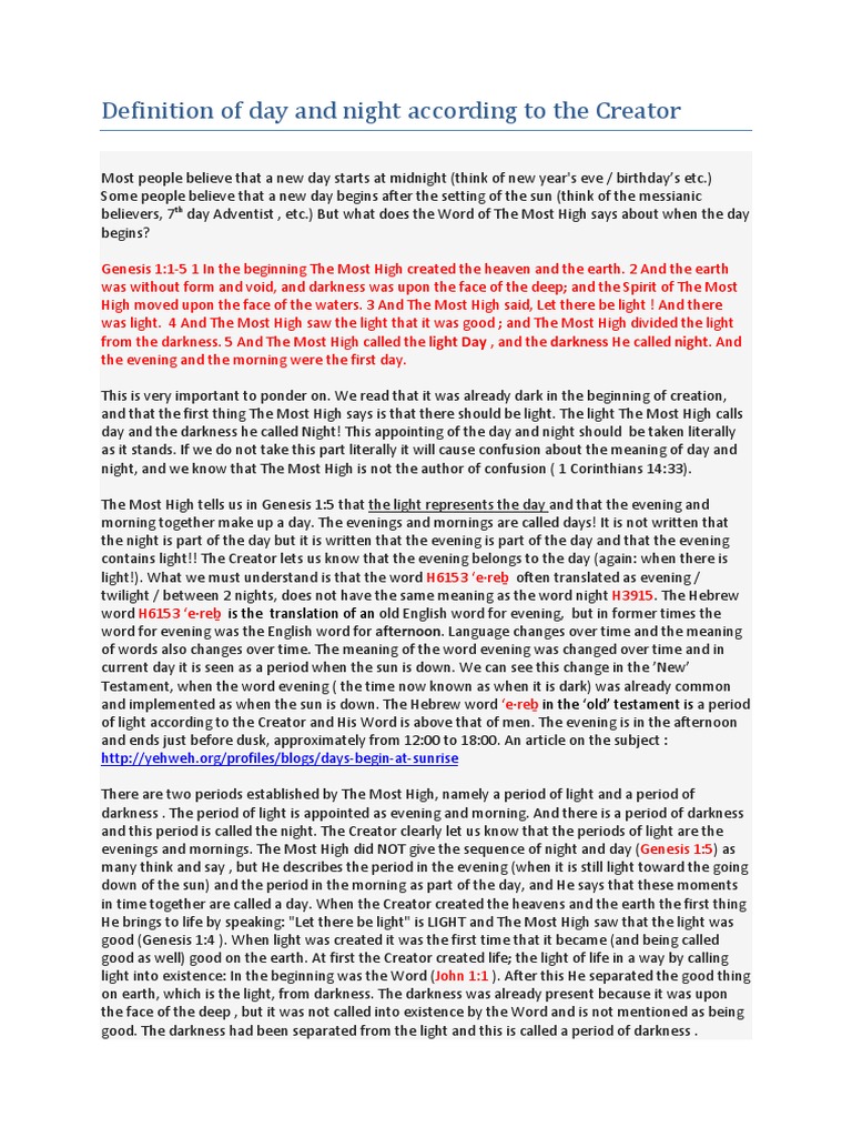 When Does The Day Begins According To The Creator | PDF | Sacrifice ...