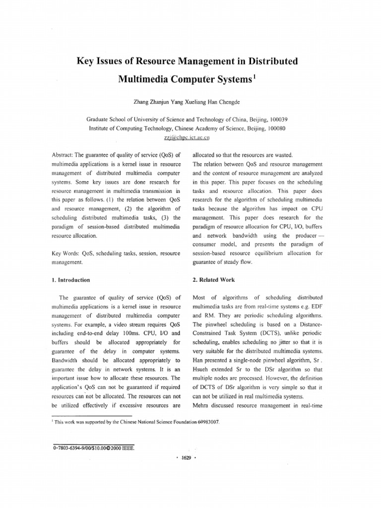 Key Issues of Resource Management in Distributed Multimedia Computer ...