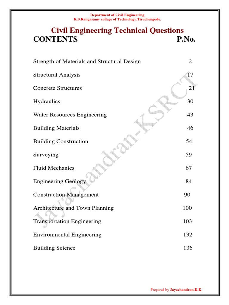 Civil Engineering Technical Questions Guide | PDF | Bending | Beam ...
