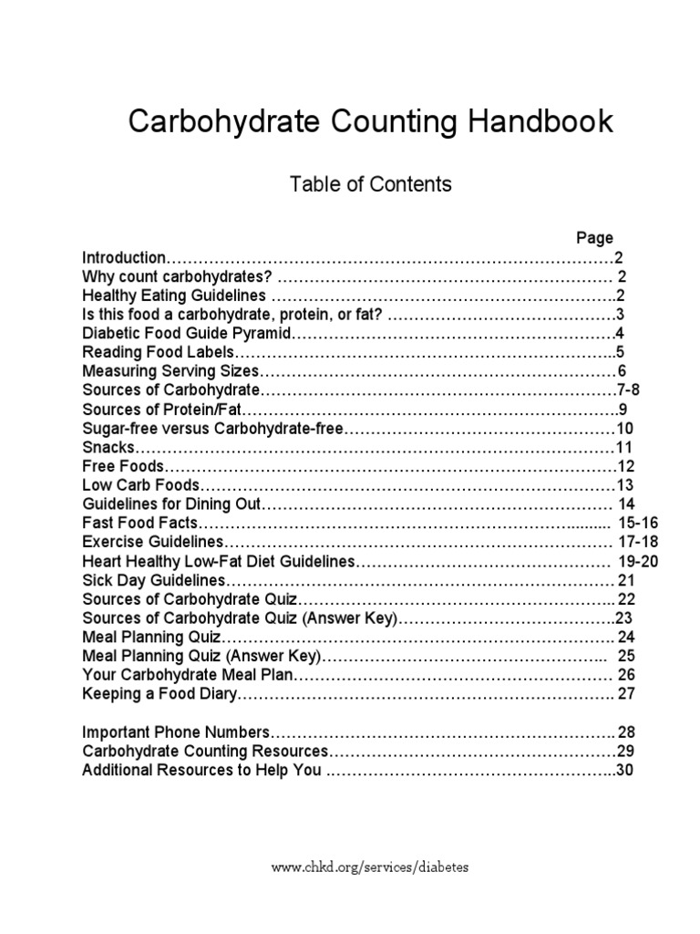 Carbohydrate Counting Handbook | PDF | Dieting | Carbohydrates