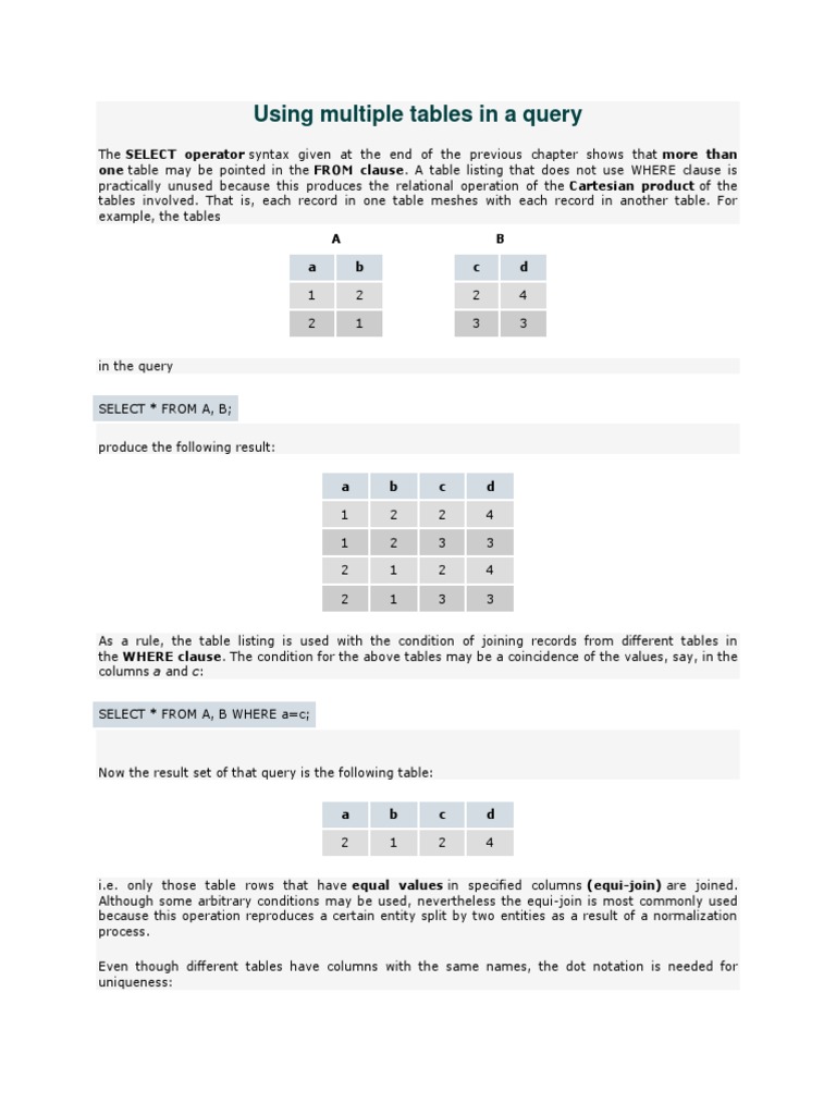 Joins - Examples & Notes | PDF | Databases | Computer Programming Joins - Examples & Notes | PDF | Databases | Computer Programming