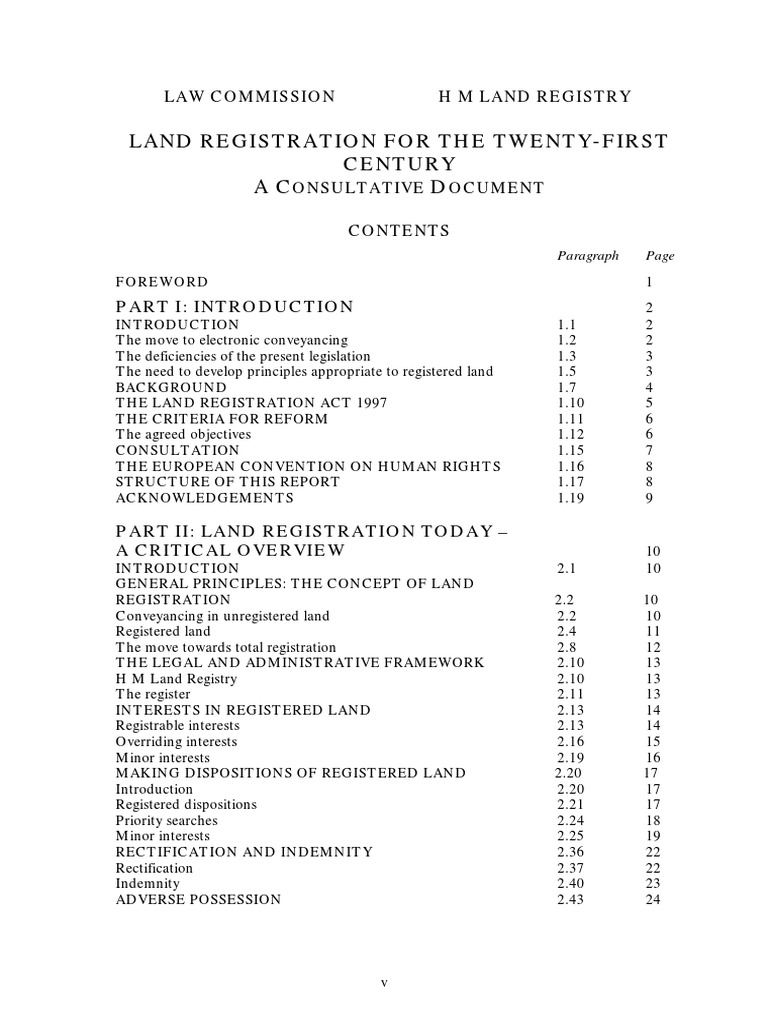 Law Commission Report-Land Registration | PDF | Conveyancing | Adverse ...
