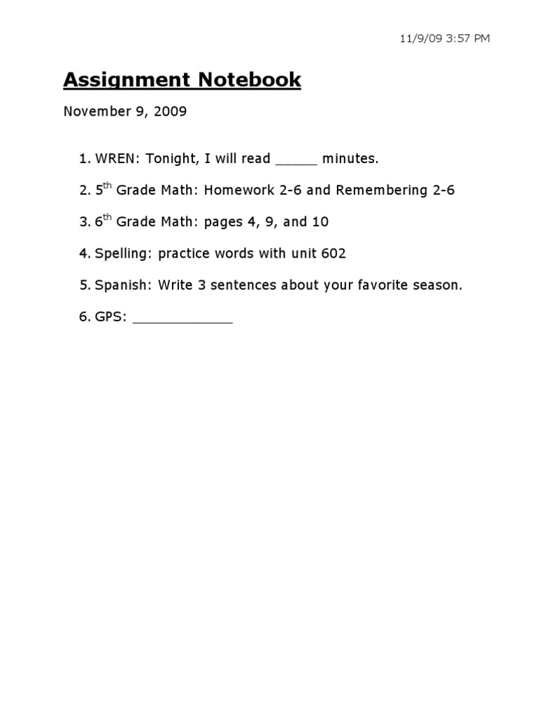 Assignment Notebook | PDF