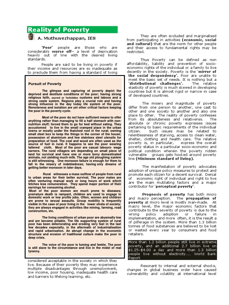 Reality of Poverty | PDF | Poverty | Poverty & Homelessness