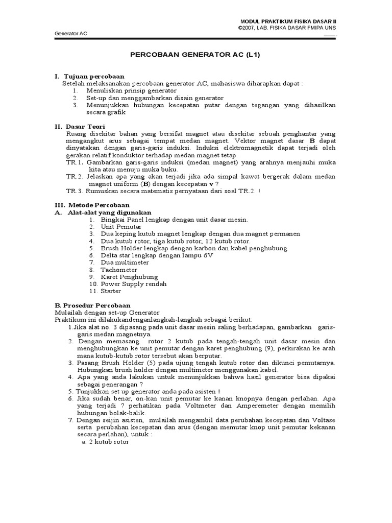 Generator Ac l1 | PDF