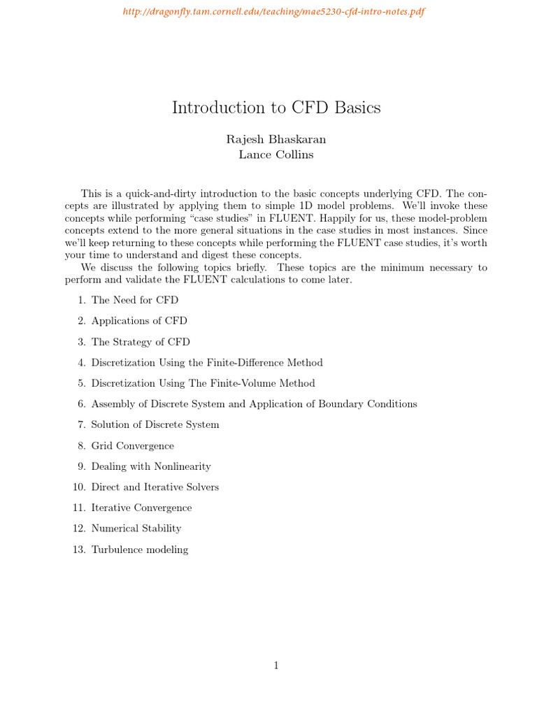 Introduction To CFD Basics Rajesh Bhaskaran | Download Free PDF | Computational Fluid Dynamics ...