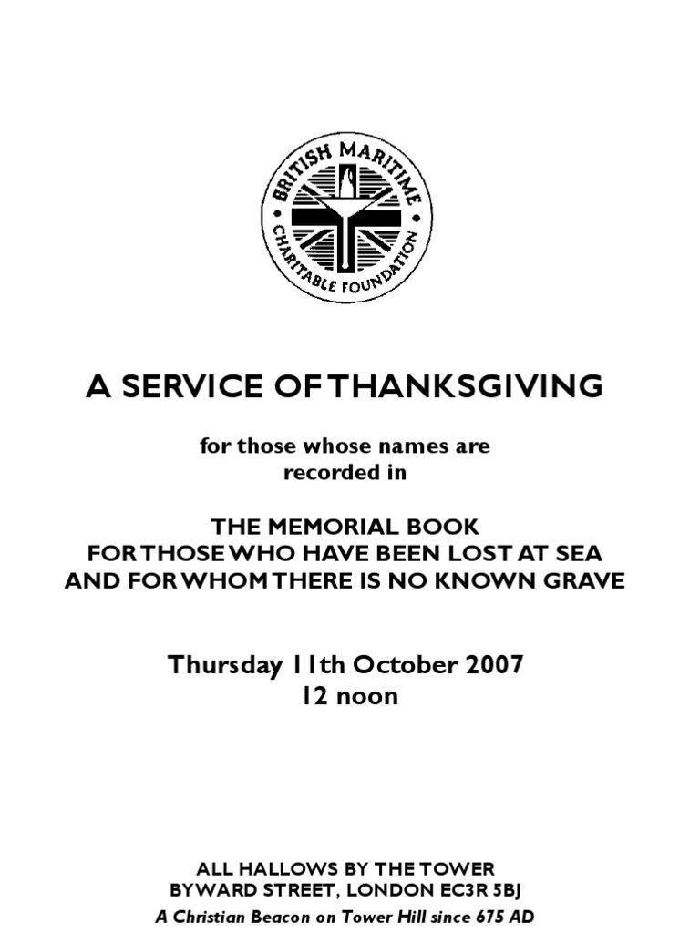 2007 Memorial Order of Service | PDF | Religious Behaviour And Experience