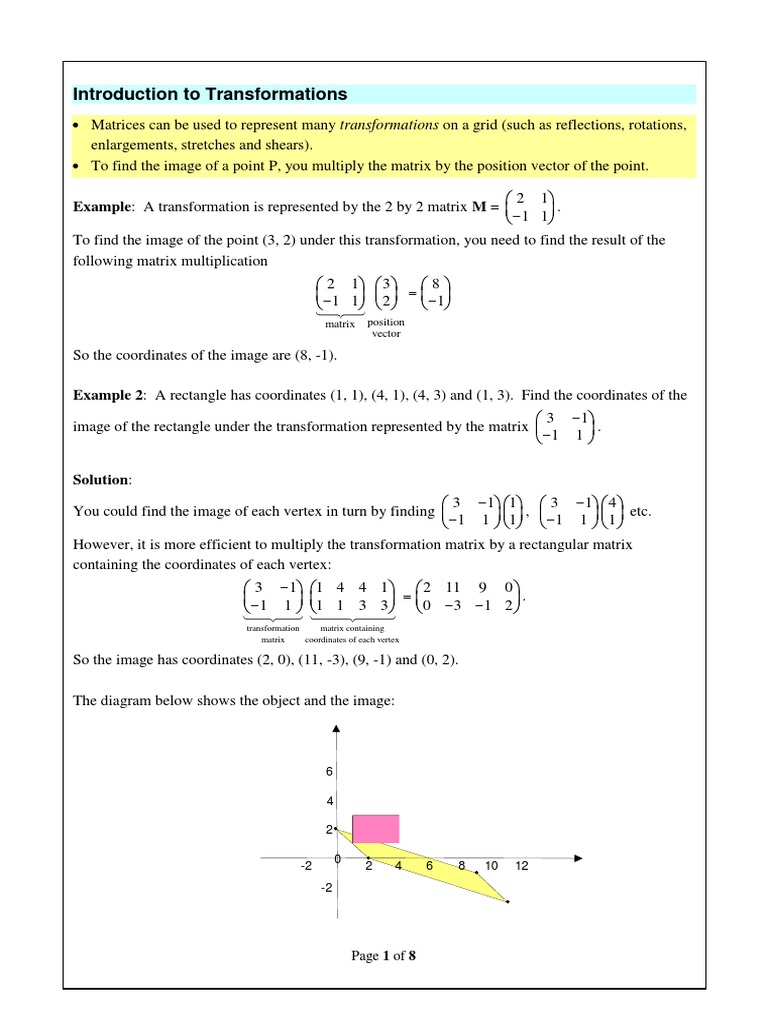 Transformations and Matrices | PDF | Matrix (Mathematics) | Cartesian ...