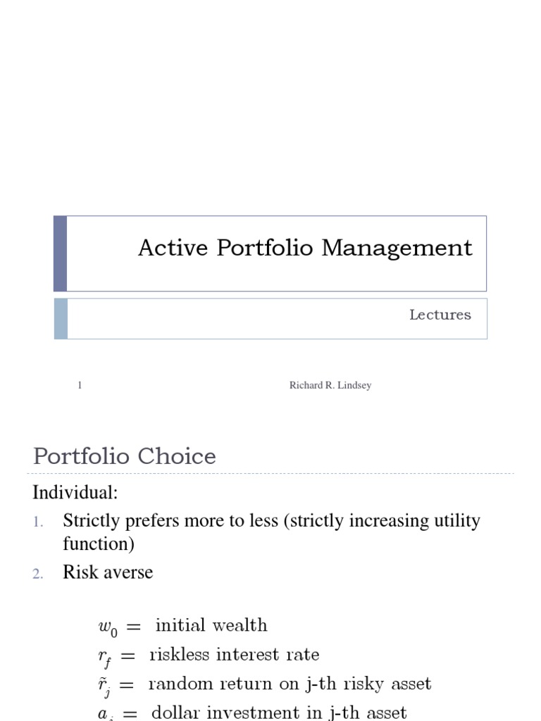 Active Portfolio Management Download Free Pdf Risk Aversion
