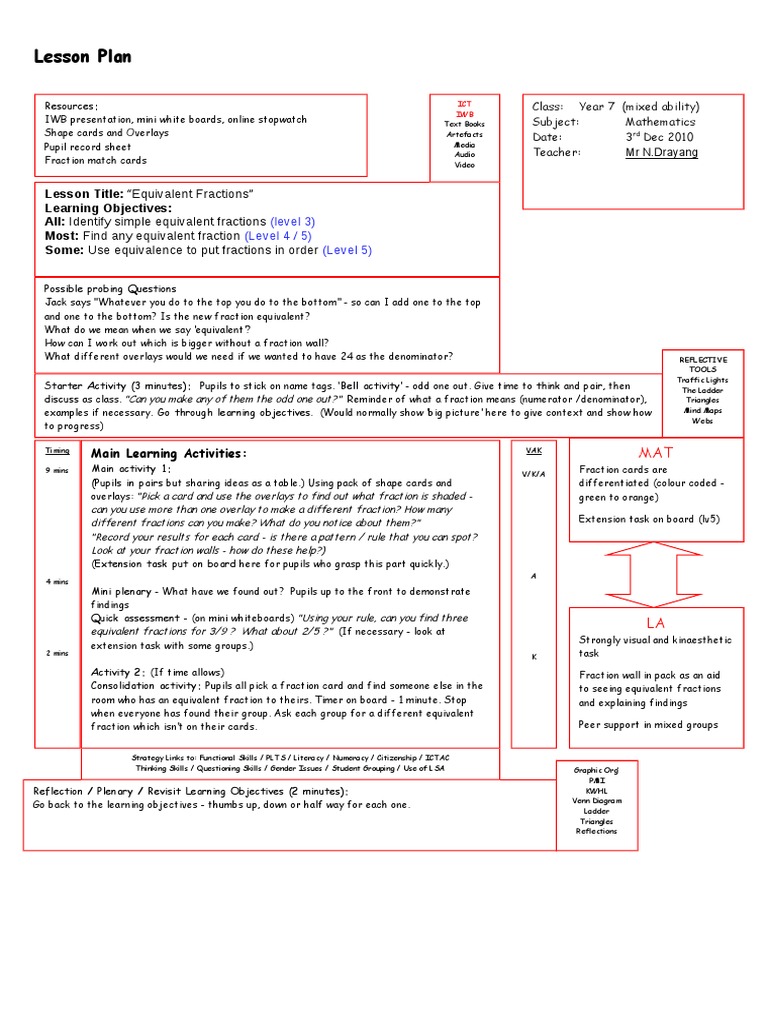 Engaging Lesson Plan on Equivalent Fractions | PDF | Division ...