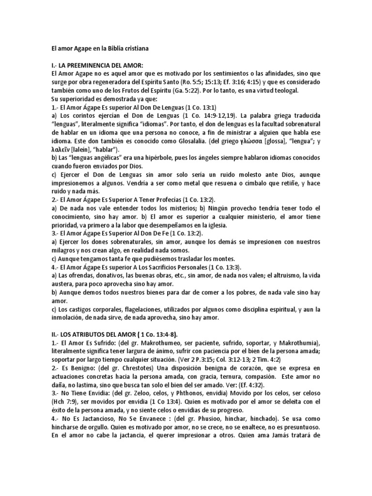 El Amor Ágape en la Biblia | PDF | Amor | Comportamiento religioso y ...