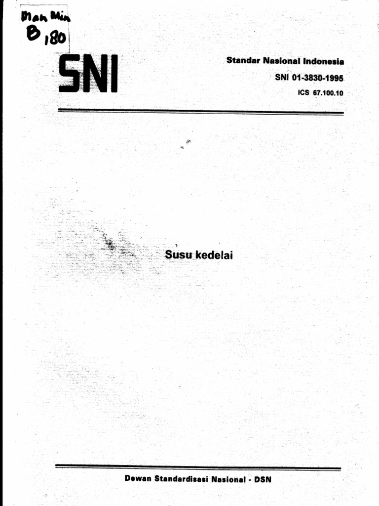 SNI 01 3830 1995 Susu Kedelai | PDF