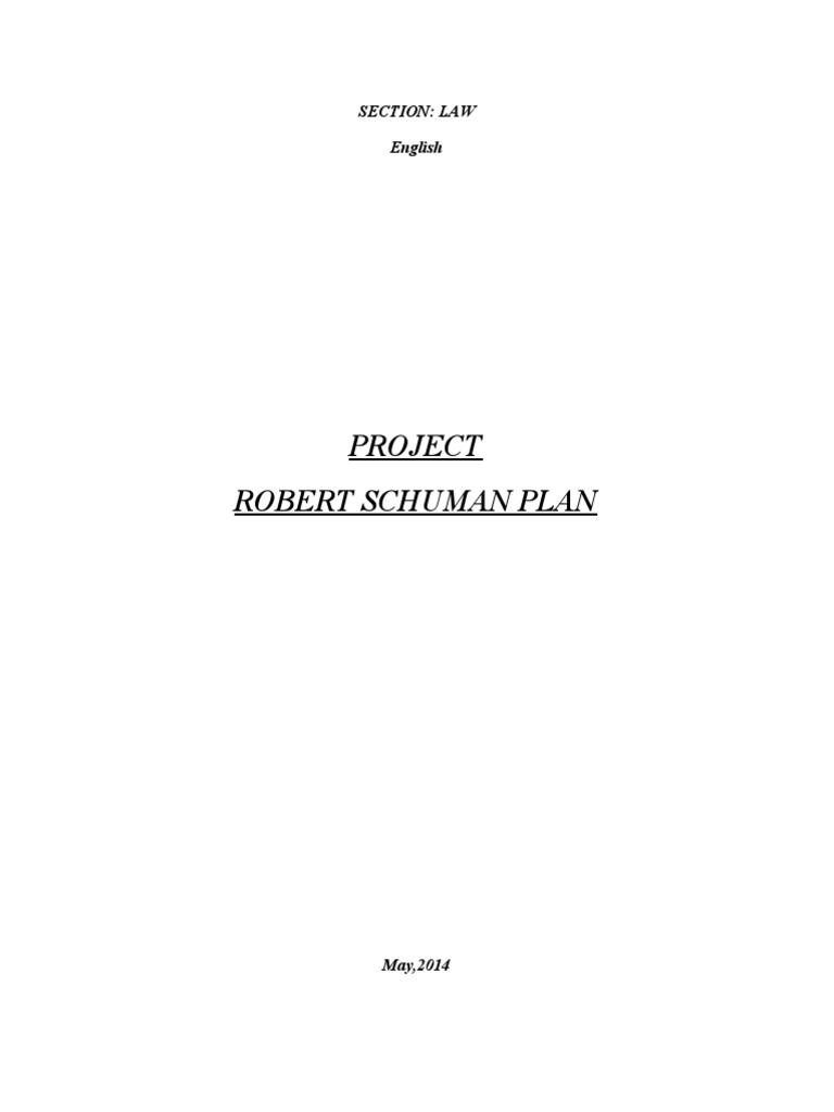 Robert Schuman Plan Project | PDF