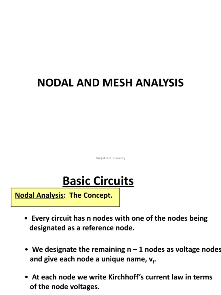 Nodal and Mesh Analysis: Galgotias University | PDF | Electrical Network | Computer Engineering