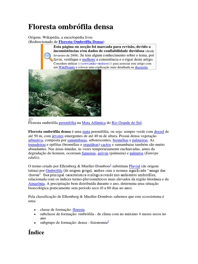 Floresta Ombrófila Densa | PDF | Florestas | Floresta Amazônica