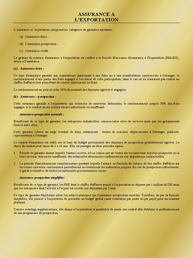 Assurance Export | PDF | Assurance | Risque