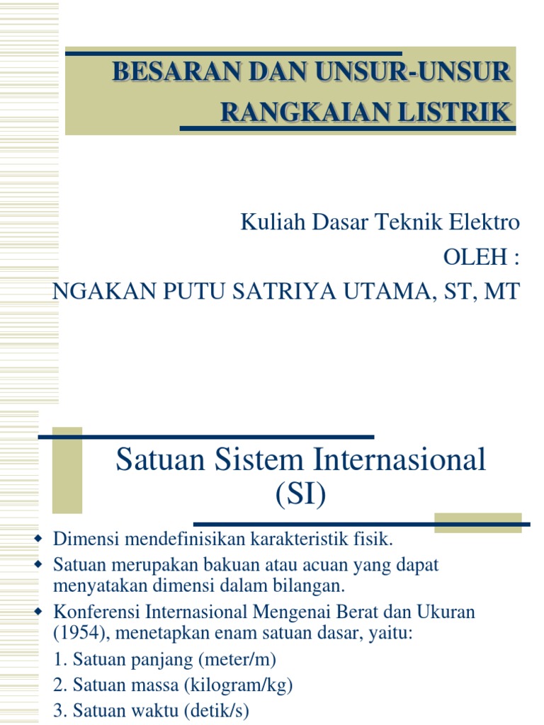 DTE - 2 Besaran & Unsur Rangkain Listrik | PDF