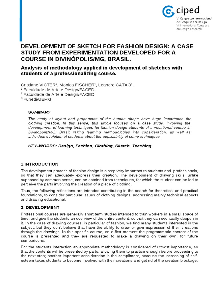Development of Sketch For Fashion Design: A Case Study From ...