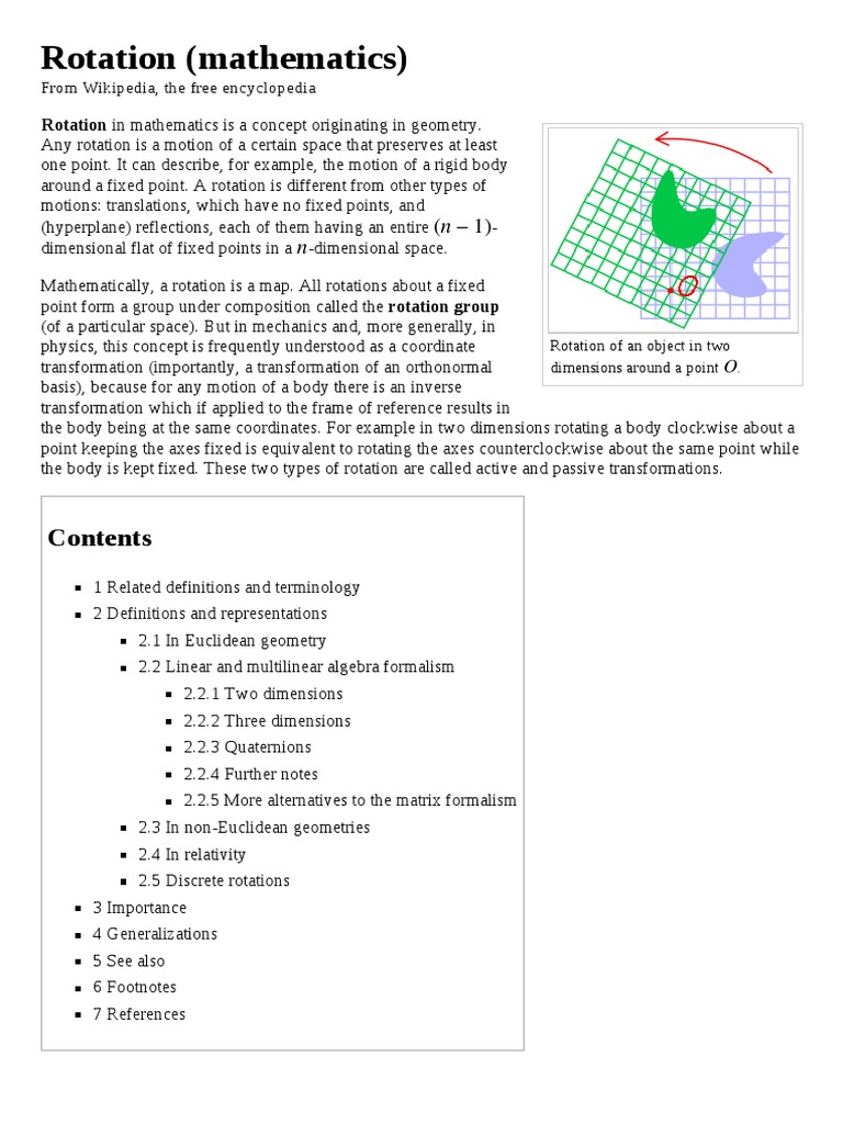 Rotation (Mathematics) : Rotation in Mathematics Is A Concept ...