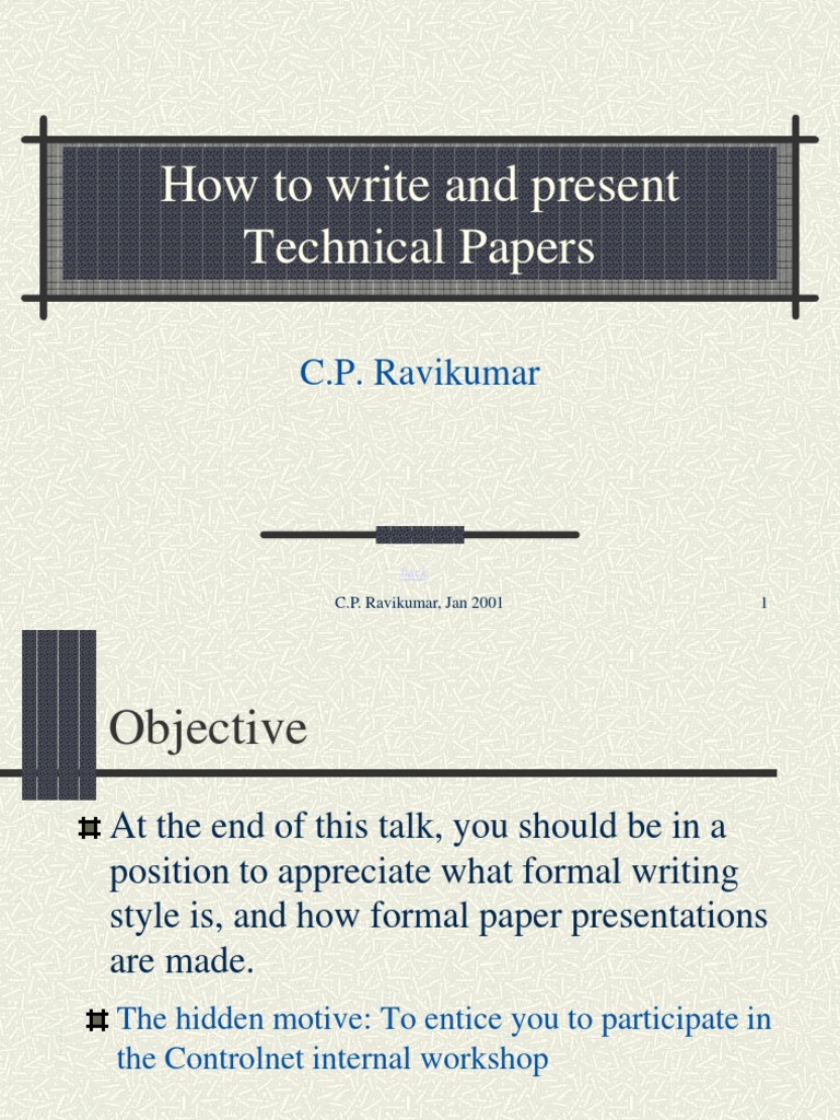 How To Write and Present Technical Papers: C.P. Ravikumar | PDF ...