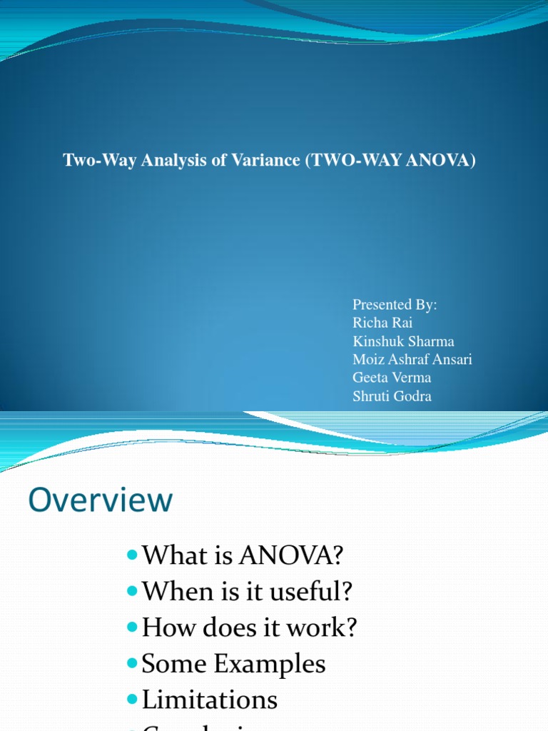 ANOVA Presentation | PDF | Analysis Of Variance | Errors And Residuals