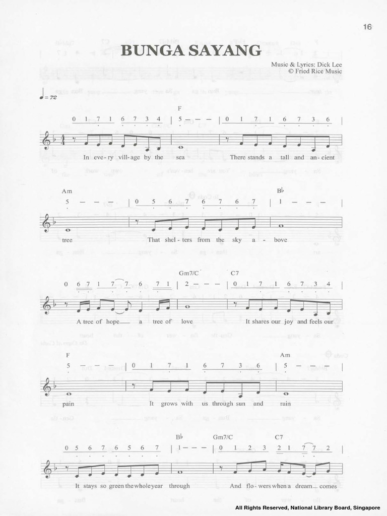 Bunga Sayang - Singapore Song - Chords | PDF
