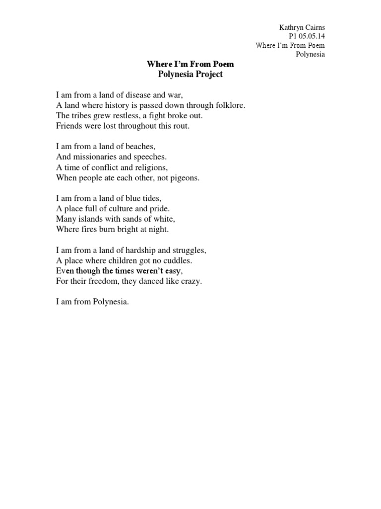 Where Im From Poem | PDF