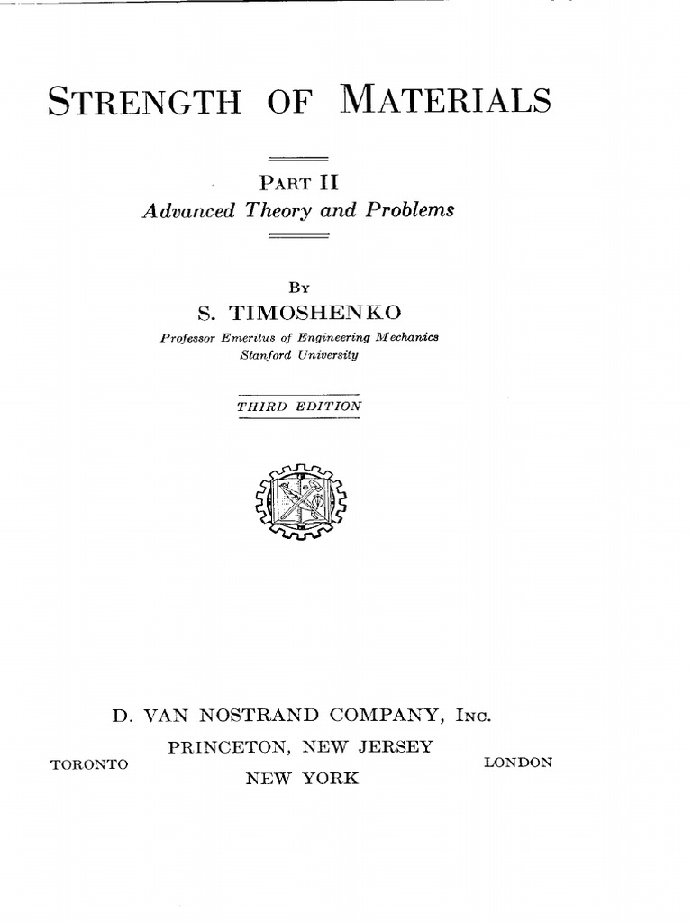 TIMOSHENKO Strength of Materials Vol2 | PDF