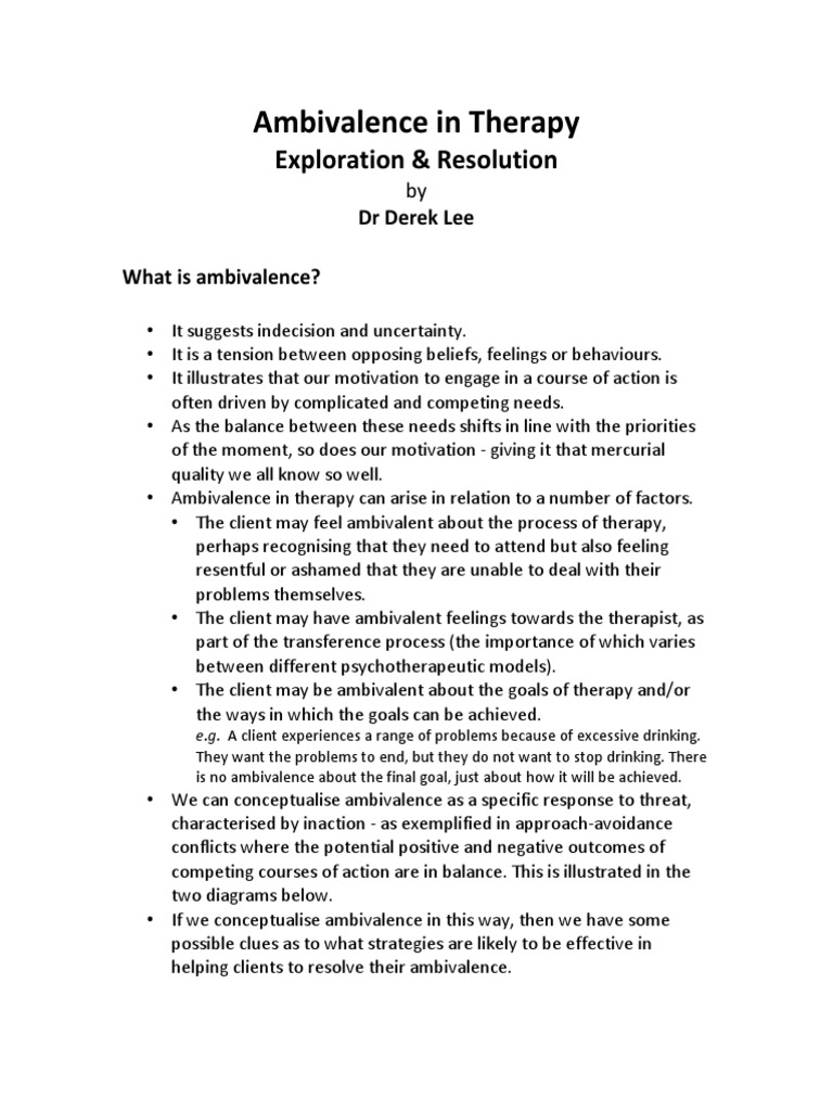 Ambivalence in Therapy: Exploration & Resolution | PDF | Psychotherapy ...