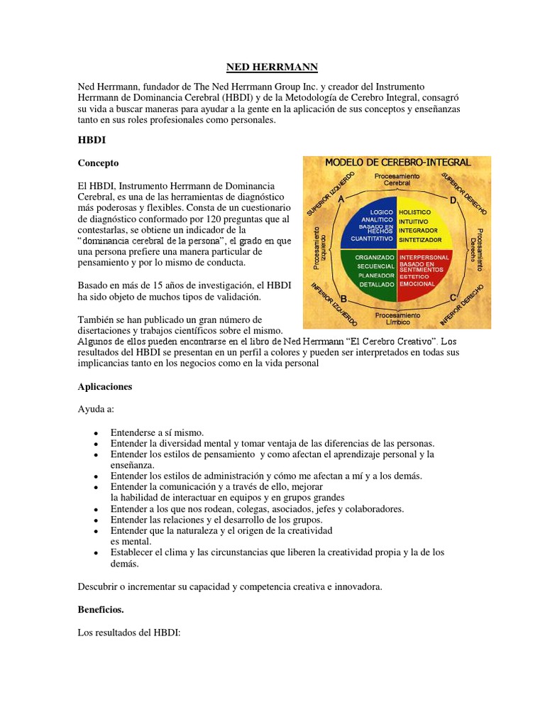 Dominancia Cerebral: Test HBDI de Herrmann | PDF