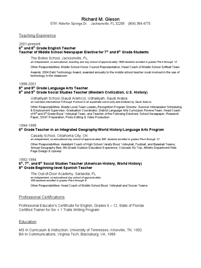 RG TG Resumes and References | PDF | Middle Schools | Schools
