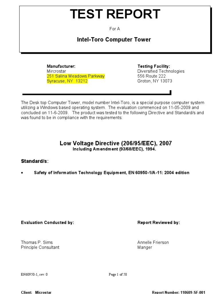 Test Report | PDF | Mains Electricity | Fuse (Electrical)